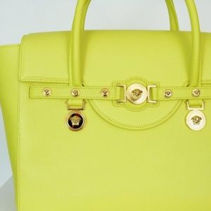 Versace | Bags | Versace Leather Large Signature Tote Bag Yellow | Poshmark